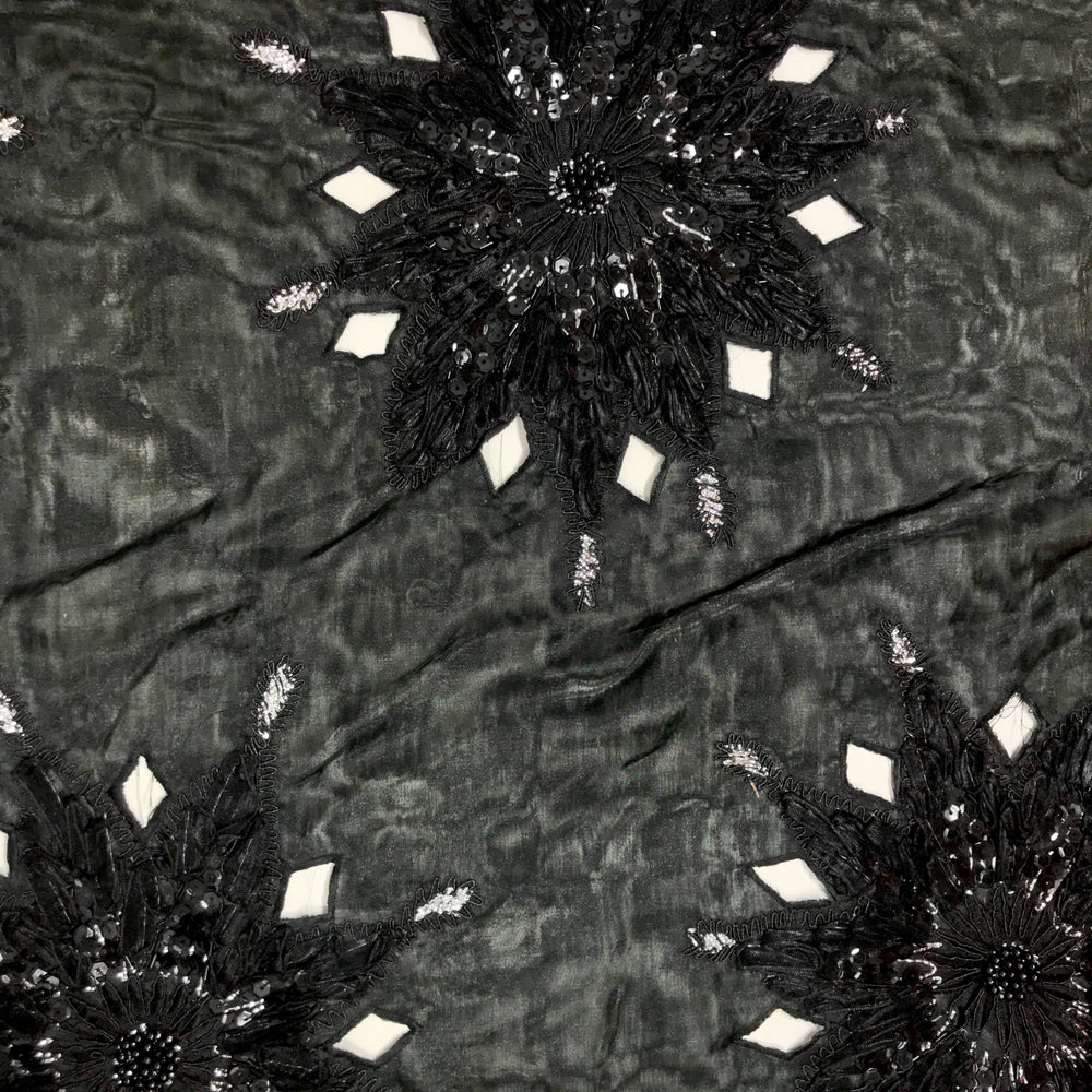 Double Layered Embroidery Pearl w/ Sequins on Organza Fabric $14.99/Yard
