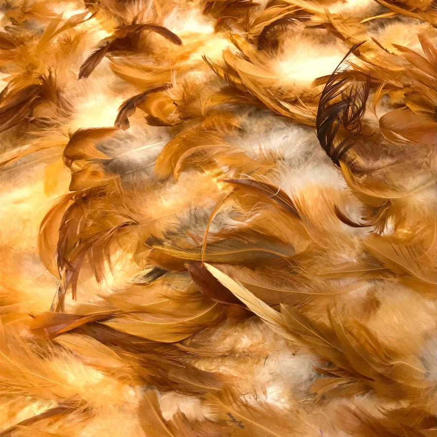 Real Chicken Feather Trim Layers on Poly Mesh Fabric 60" Wide Sold BTY
