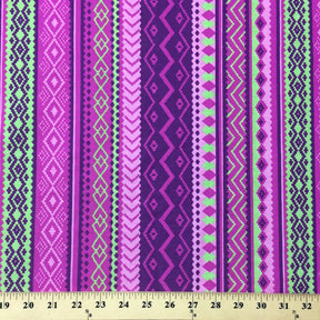 Purple Aztec Print Fabric Cotton Broadcloth $2.99/yard