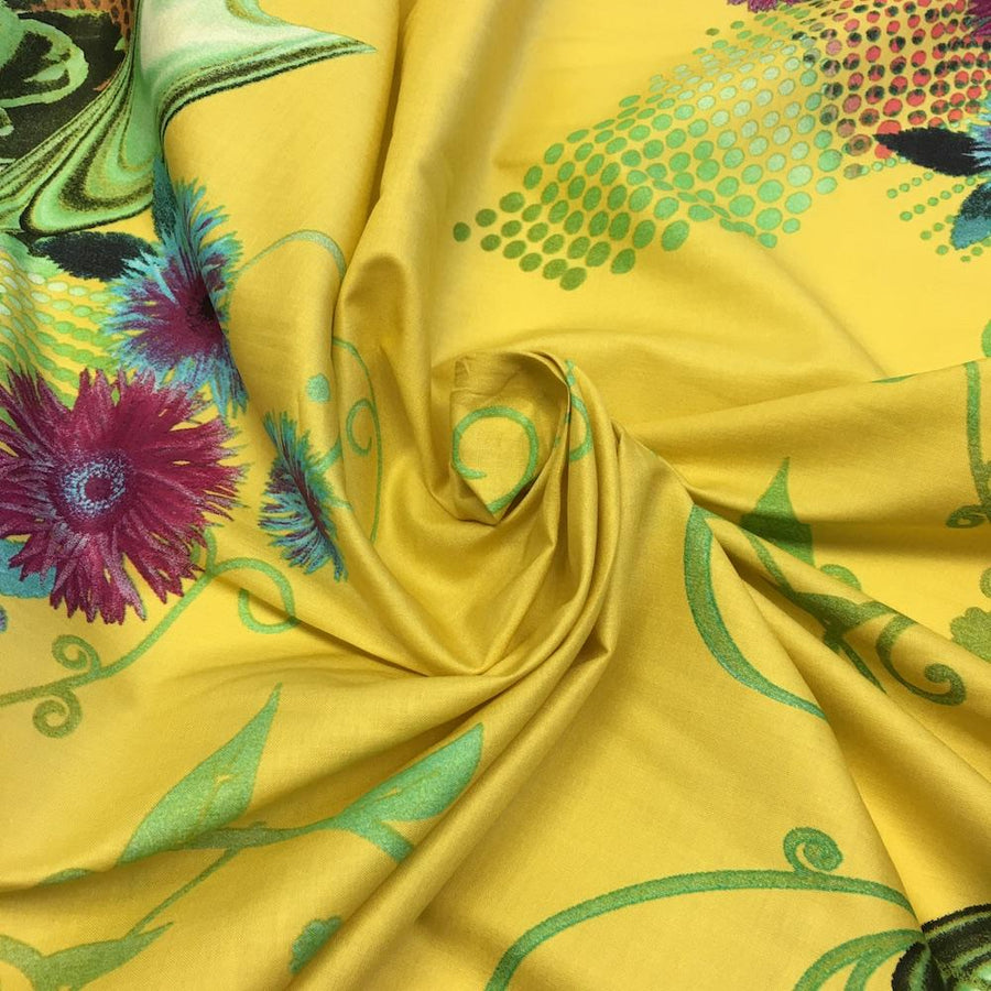 Celynn Yellow Printed Cotton Fabric 60" Wide $5.99/yard
