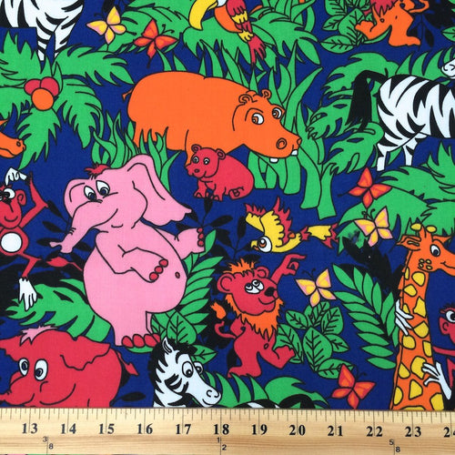 Zoo Animals Fabric Cotton Broadcloth 60" Wide $2.99/yard