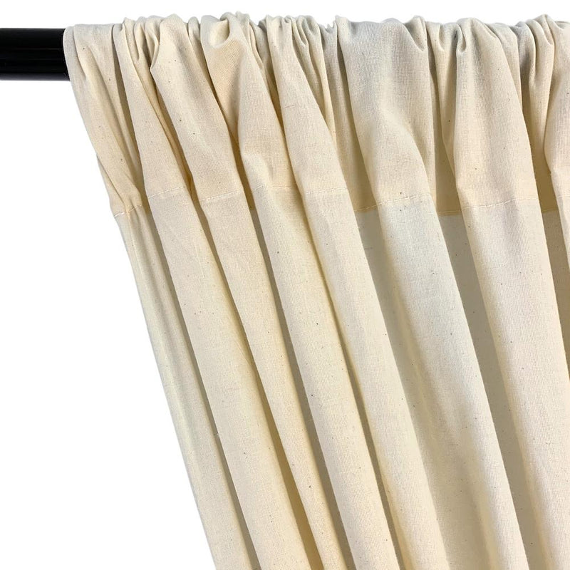 Natural Muslin Unbleached Fabric Curtains with Pockets for Pipe Drape