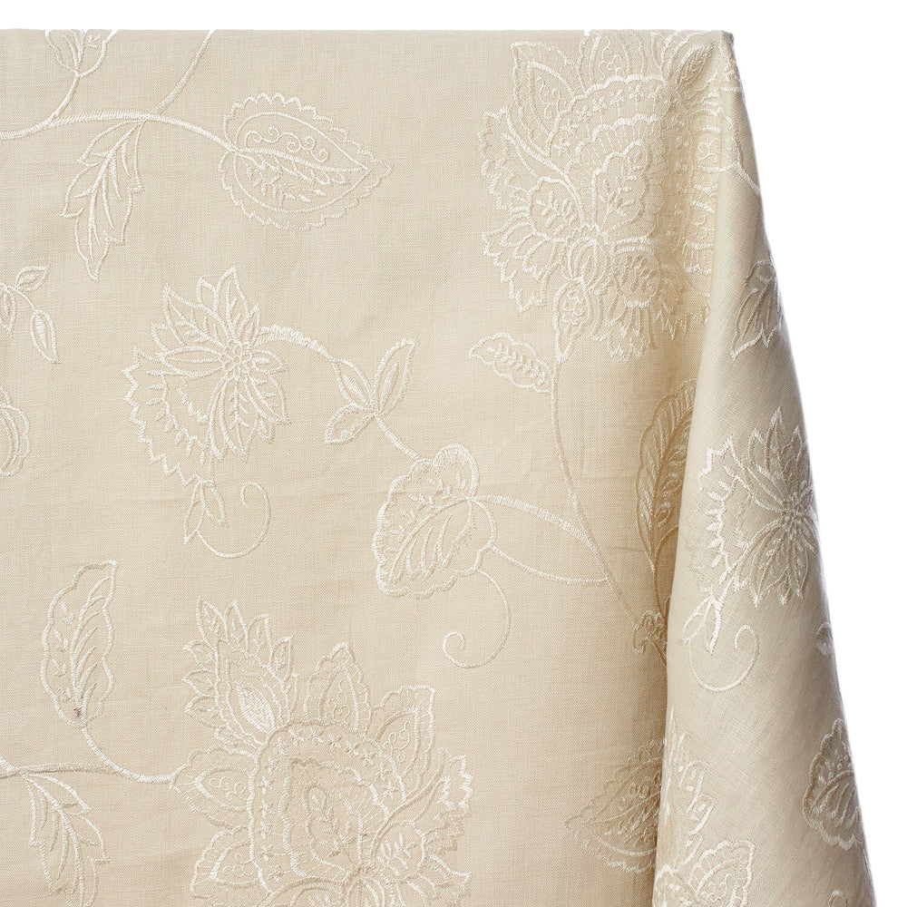 Kalanchoe Embroidered Linen Fabric | Fabric Wholesale Direct
