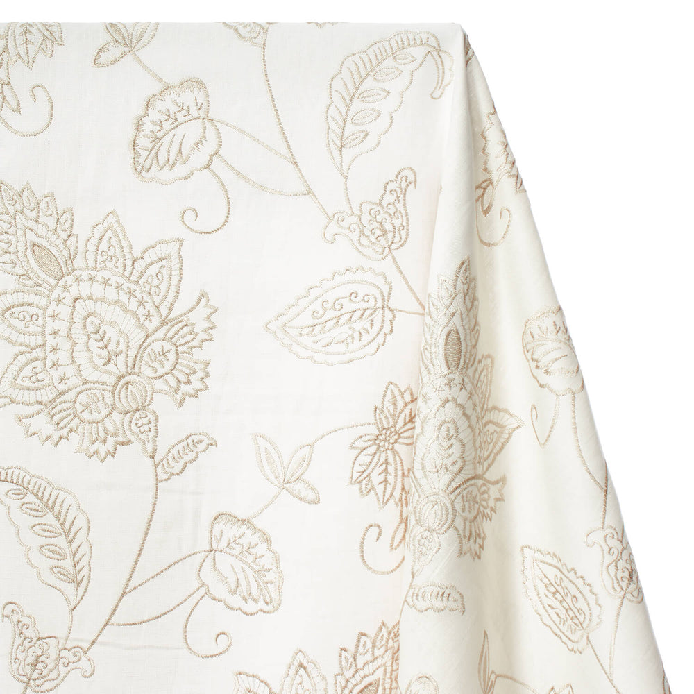 Kalanchoe Embroidered Linen Fabric | Fabric Wholesale Direct