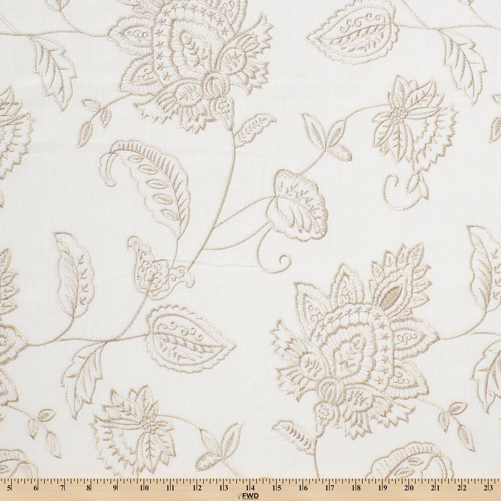 Kalanchoe Embroidered Linen Fabric | Fabric Wholesale Direct