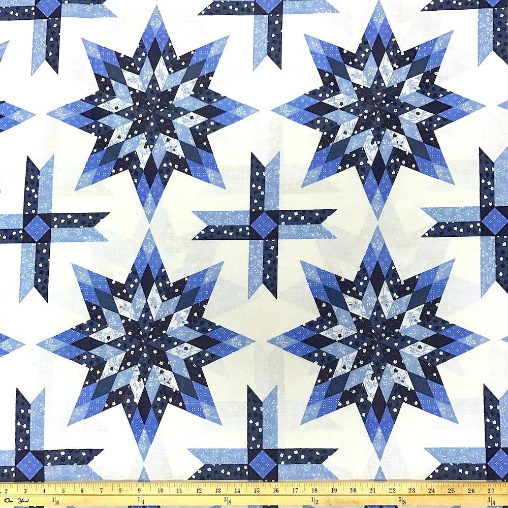 Star Blue Fabric Cotton Quilting Sheeting 90" Wide $5.99/yard