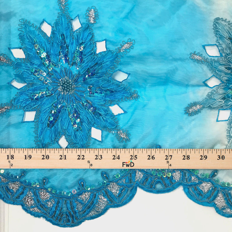 Double Layered Embroidery Pearl w/ Sequins on Organza Fabric $14.99/Yard