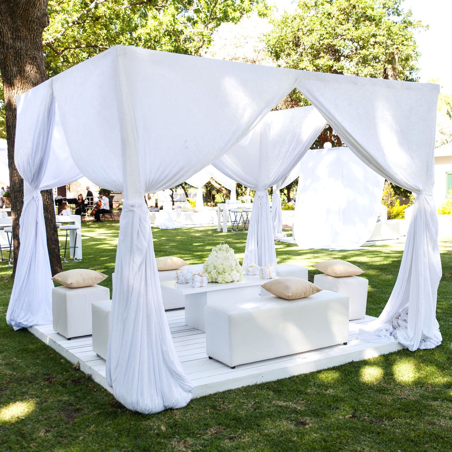 White Polyester Chiffon Fabric Curtains with Pockets for Pipe Drape