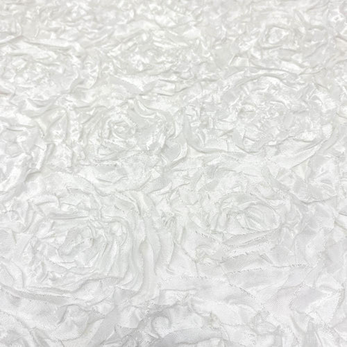 White Satin Ruffle Rosette Fabric 54" Wide Sold BTY On Sale!